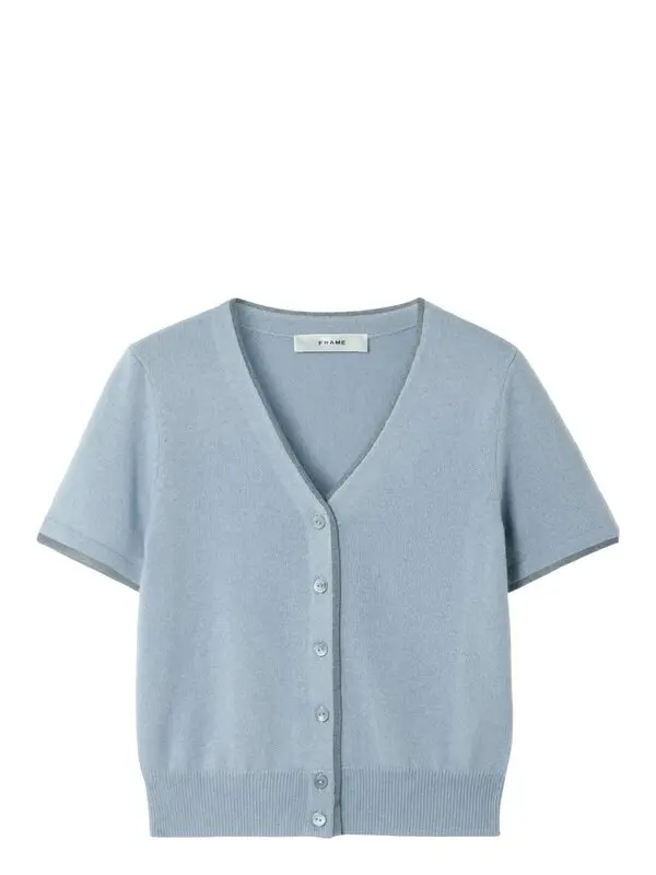 FRAME Short-sleeved Cashmere Cardigan - Blue