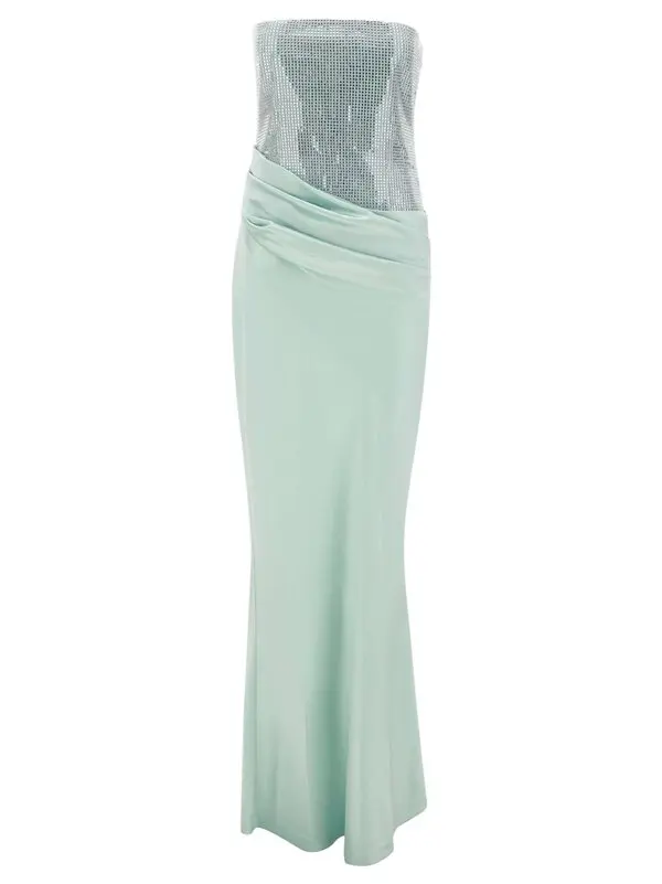 Retrofete Alexandra Draped Strapless Maxi Dress - Green