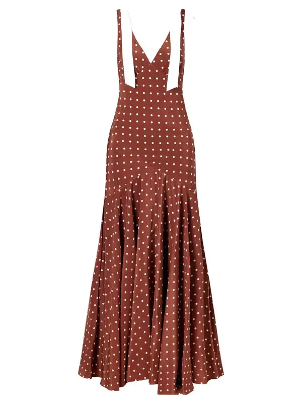 RODARTE Polka-dot Silk-crepe Midi Dress - Red
