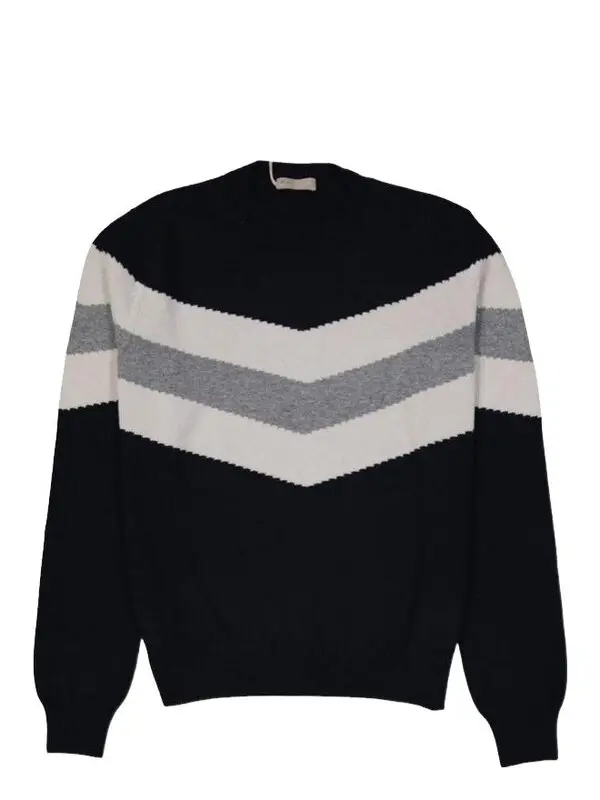 Herno Chevron Pattern Knit Sweater - Blue