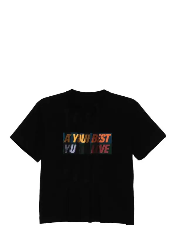 Sacai Slogan Print T-shirt - Black
