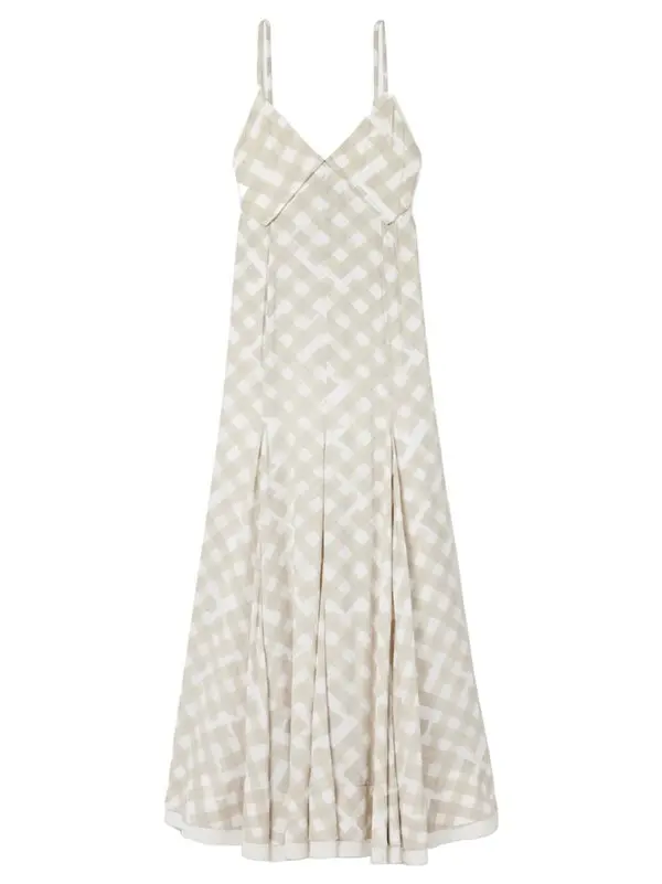 Proenza Schouler Plaid Pleated Maxi Dress - White