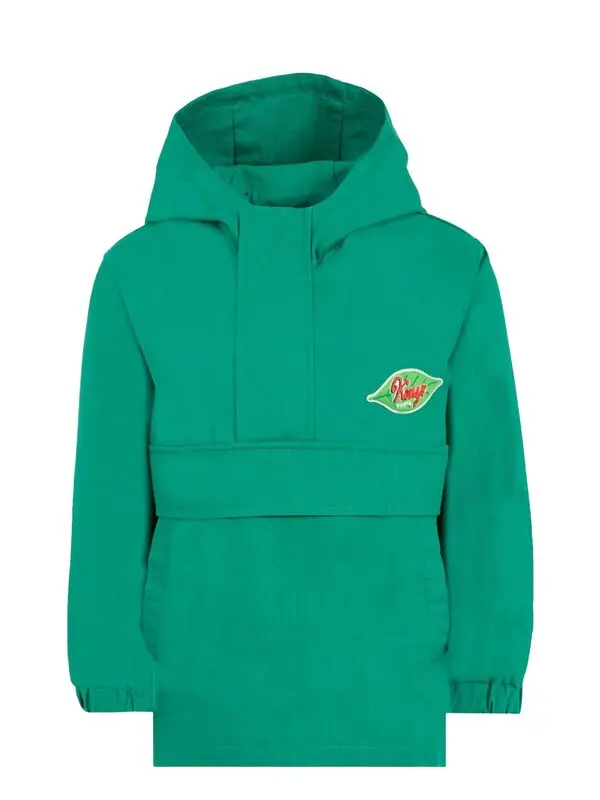 Kenzo Ripstop Hoodie With Embroidered Logo - Green