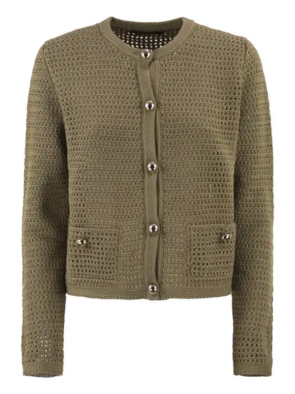 Fabiana Filippi Openwork Cardigan With Jewel Buttons - Brown