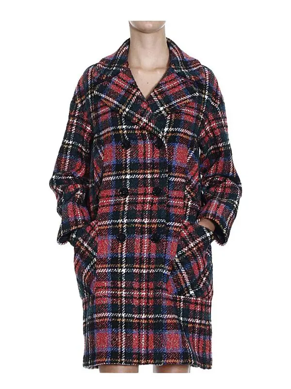 Moschino Checked Detail Coat - Black