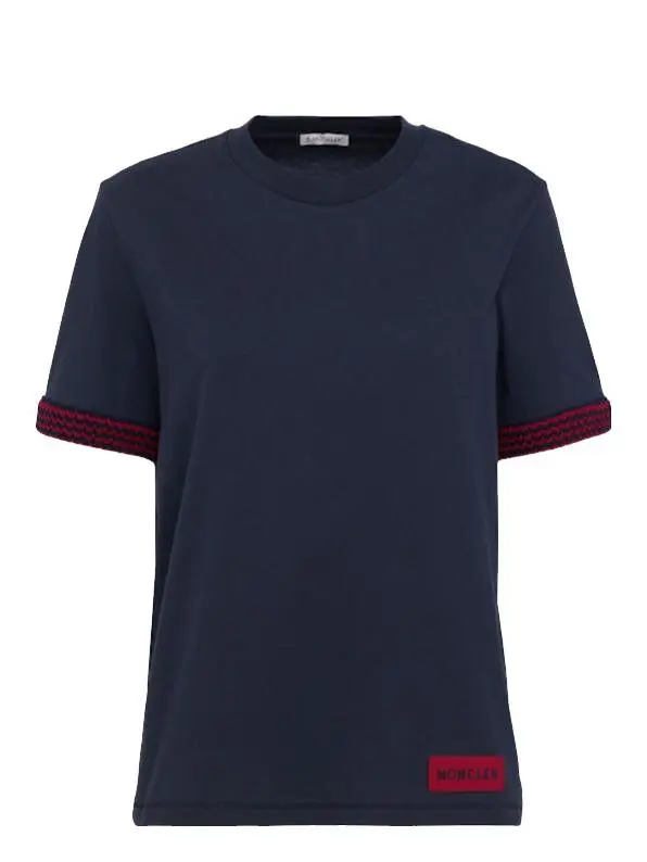 Moncler Crochet-trimmed Cotton Logo T-shirt - Black