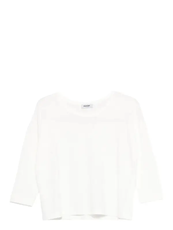 BASERANGE Crew Neck T-shirt With Ribbed Details - White