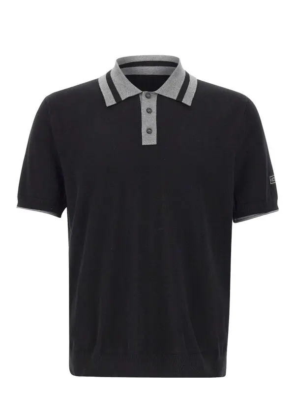 Iceberg Contrast Trim Polo Shirt - Black