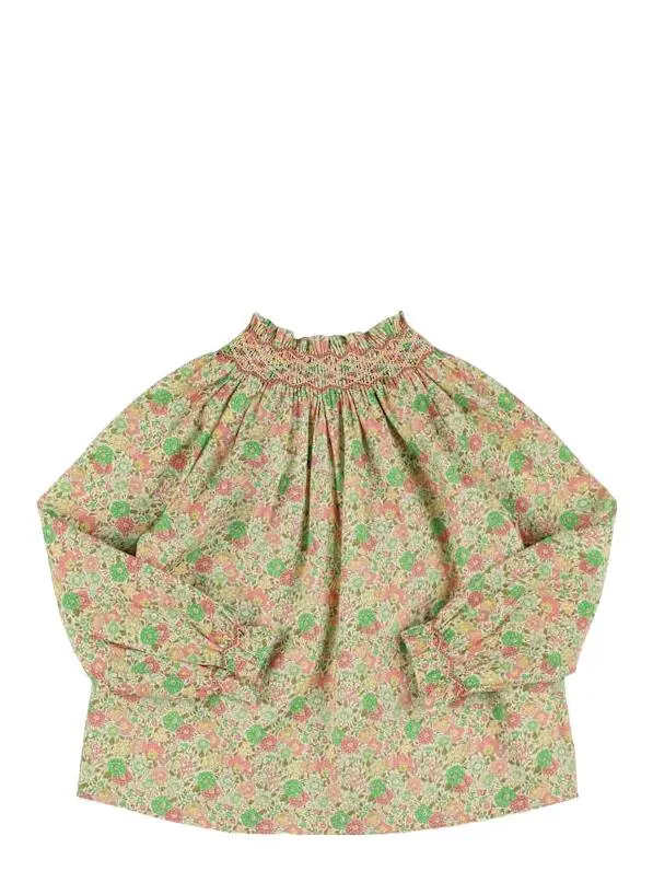 Bonpoint Floral Printed Cotton Shirt - Nude