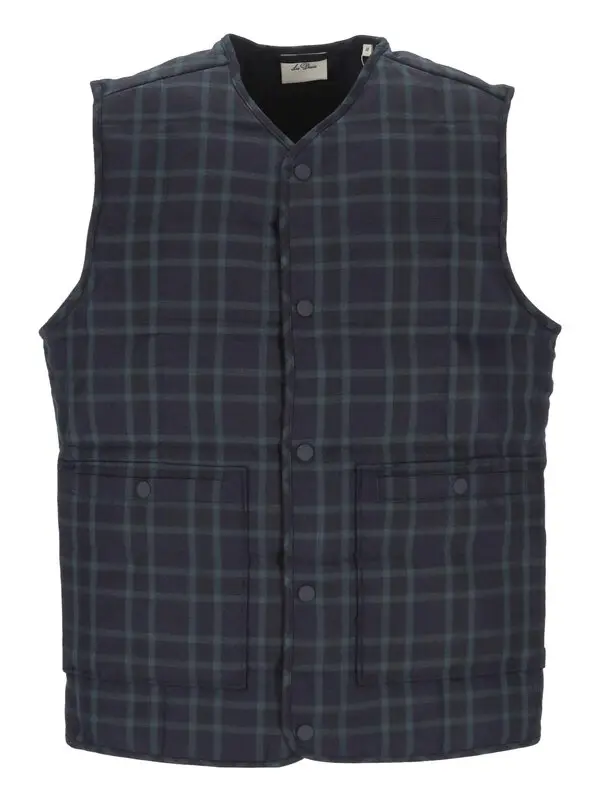LES DEUX Quilted Checked Gilet - Black