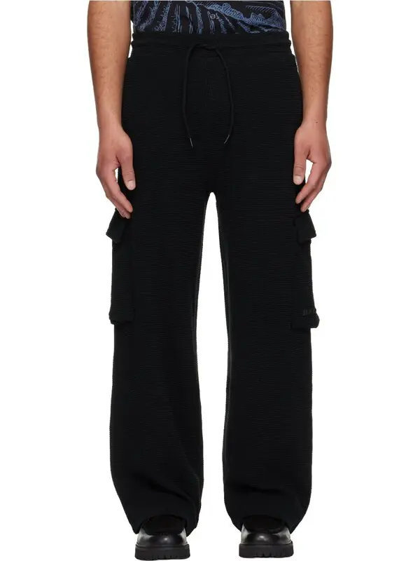 Hugo Boss Waffle-structured Cotton Cargo Pants - Black