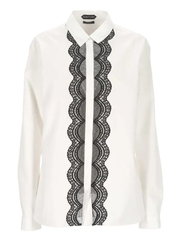 TOM FORD Lace-trimmed Shirt With Classic Collar - White