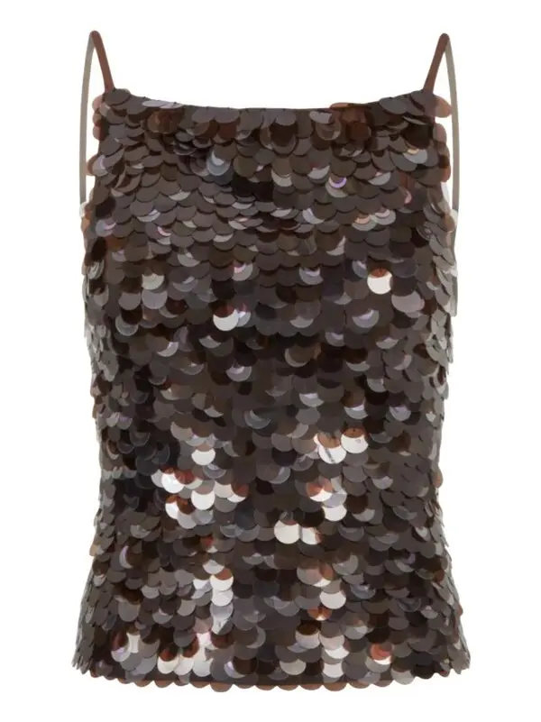 P.a.r.o.s.h Sequin Embellished Strappy Top - Black