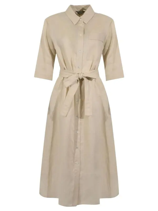 Max Mara Belted Shirt Dress - Nude