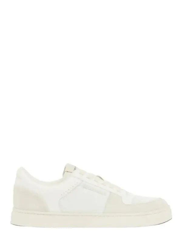 Emporio Armani Round-toe Paneled Sneakers - Off White