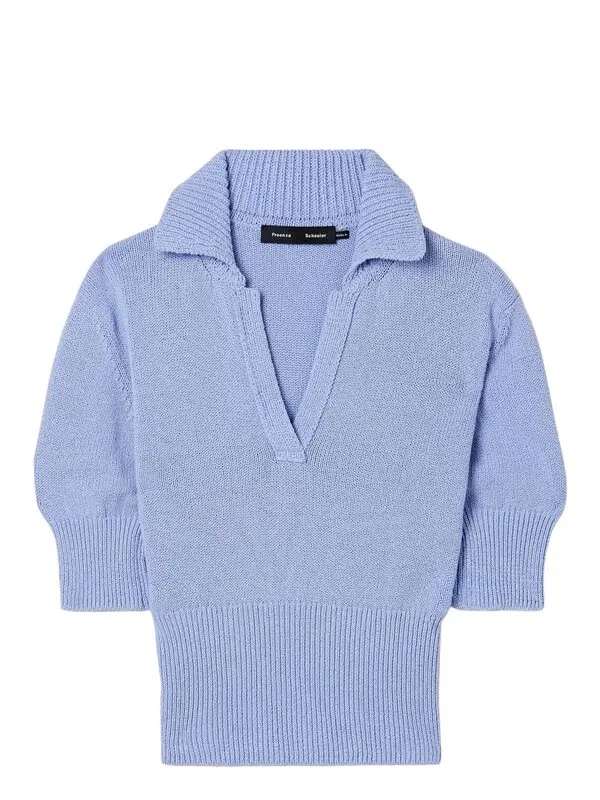 Proenza Schouler Reeve Knitted Polo Shirt - Light Blue
