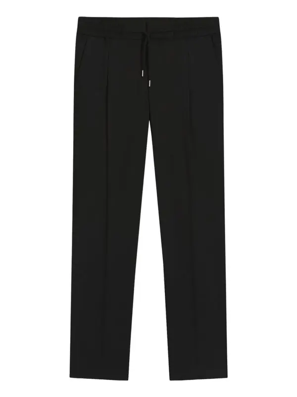 Hugo Boss Slim Fit Pleated Drawstring Casual Pants - Black