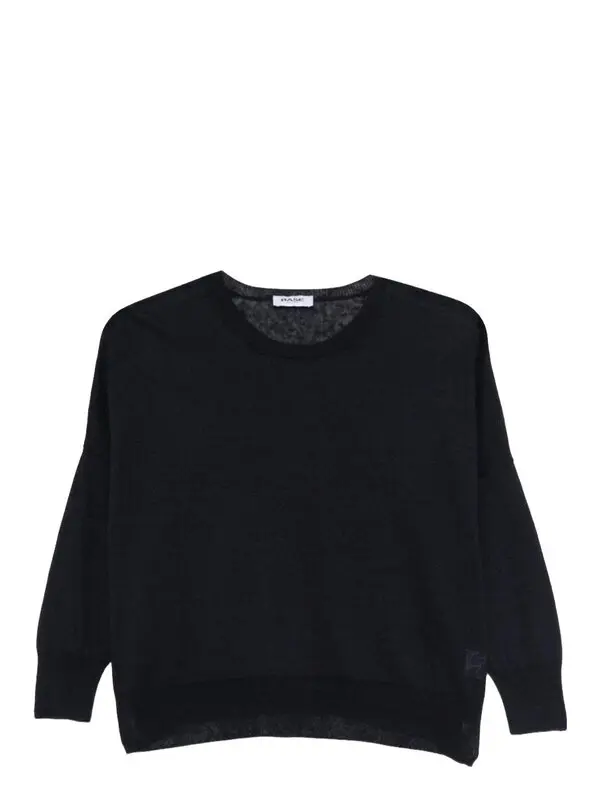 BASERANGE Crew Neck Long Sleeve Pullover Sweater - Black