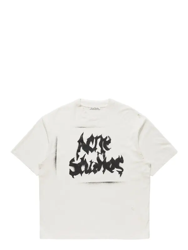 Acne Studios Logo Printed Crewneck T-shirt - Grey White