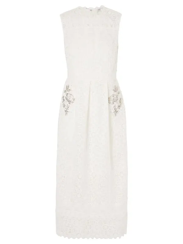 Erdem Crystal-embellished Lace Midi Dress - White