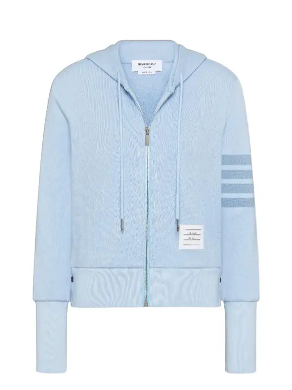 Thom Browne 4-bar Loopback Hoodie - Light Blue