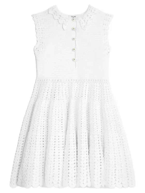 Celine Cotton Crochet Mini Dress - Fluorescent White