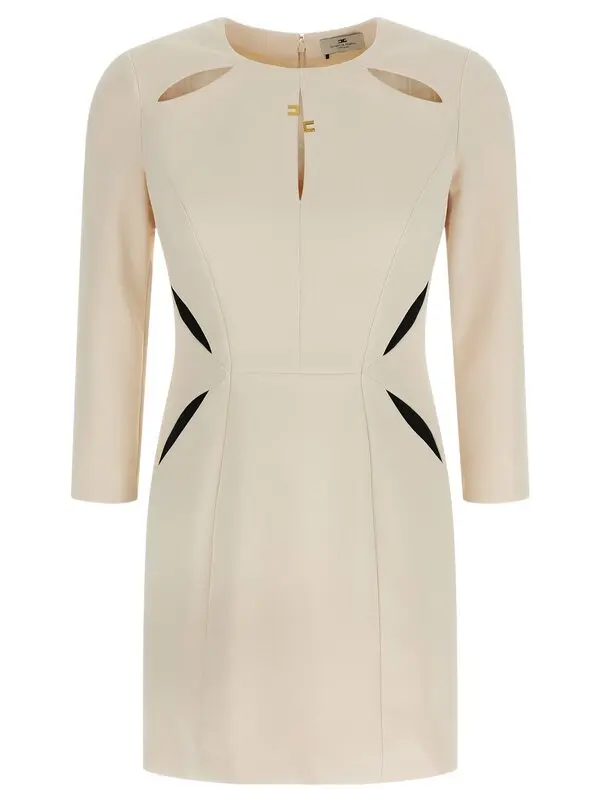 Elisabetta Franchi Cut-out Mini Dress With Asymmetrical Logo - Nude