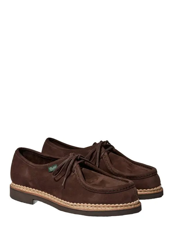 Paraboot Taurillon Suede Lace-up Loafers - Chocolate-colored