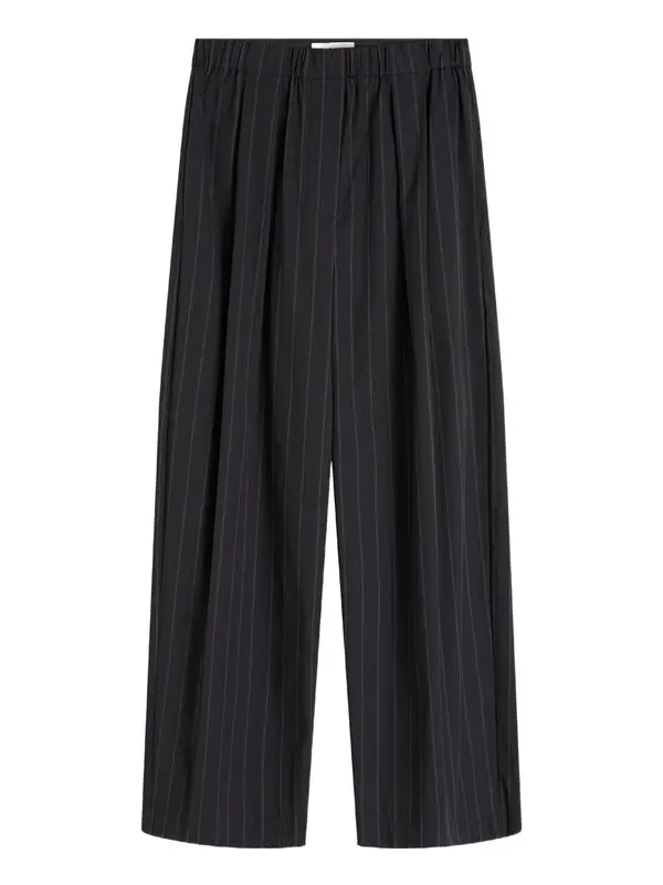 ST. AGNI Striped Wide Leg Trousers - Black
