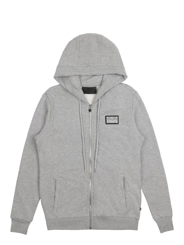 Philipp Plein Skull Graphic Zip-up Hoodie - Gray