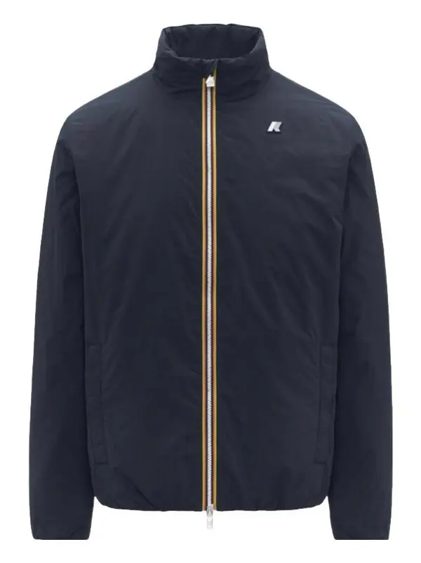 K-WAY Short Winter Jacket With Stand Collar And Zip Fastening - Blue
