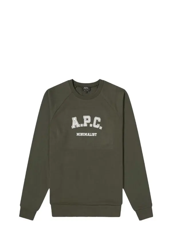 A.p.c. Logo Print Cotton Sweatshirt - Green