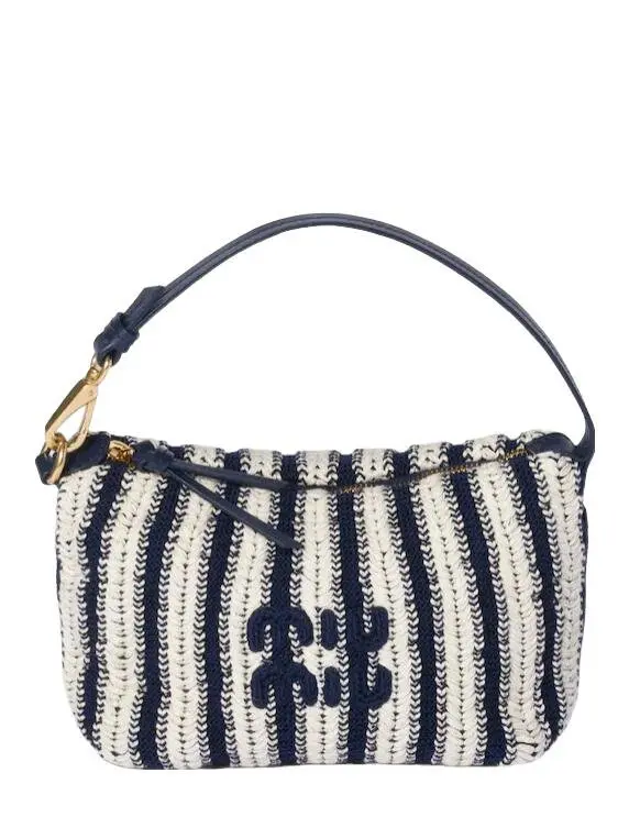 Miu Miu Crochet And Leather Pouch - Black