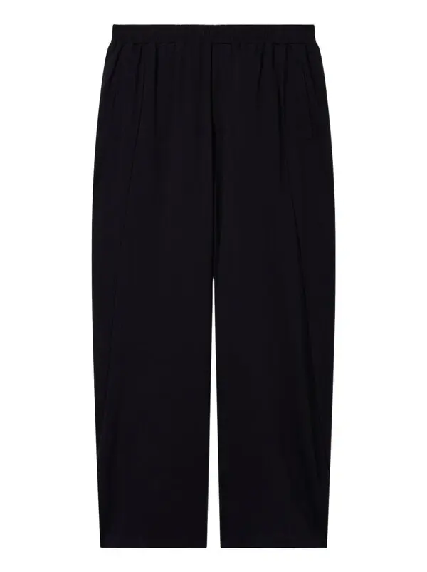 Emporio Armani Wide-leg Elastic-waist Pants - Black