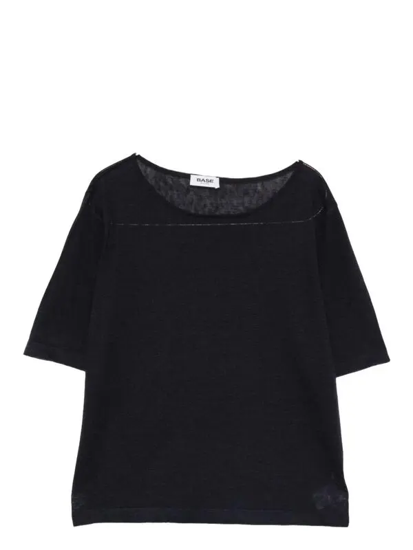 BASERANGE Round Neck Short Sleeve T-shirt - Black