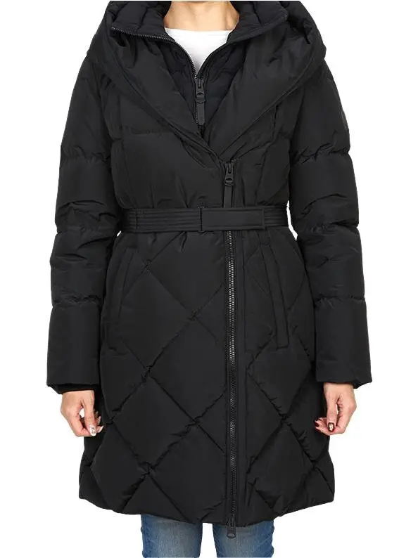 Mackage Long-sleeved Quilted Down Jacket With Belt - Black