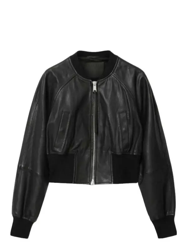 ALLSAINTS Suri Cropped Leather Bomber Jacket - Black
