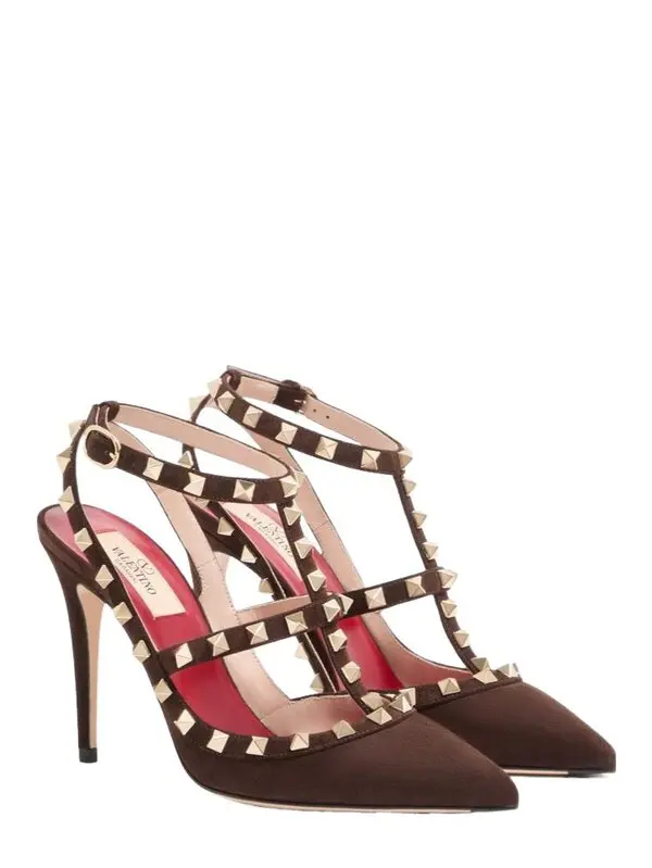 Valentino Garavani Rockstud Suede Pumps 100mm - Ebony