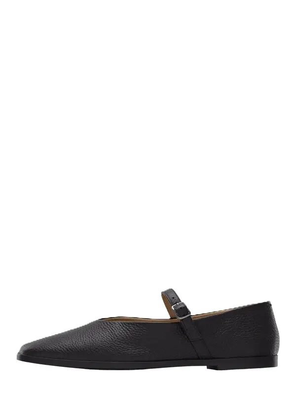 Max Mara Square-toe Mary Jane Flats With Adjustable Buckle - Black