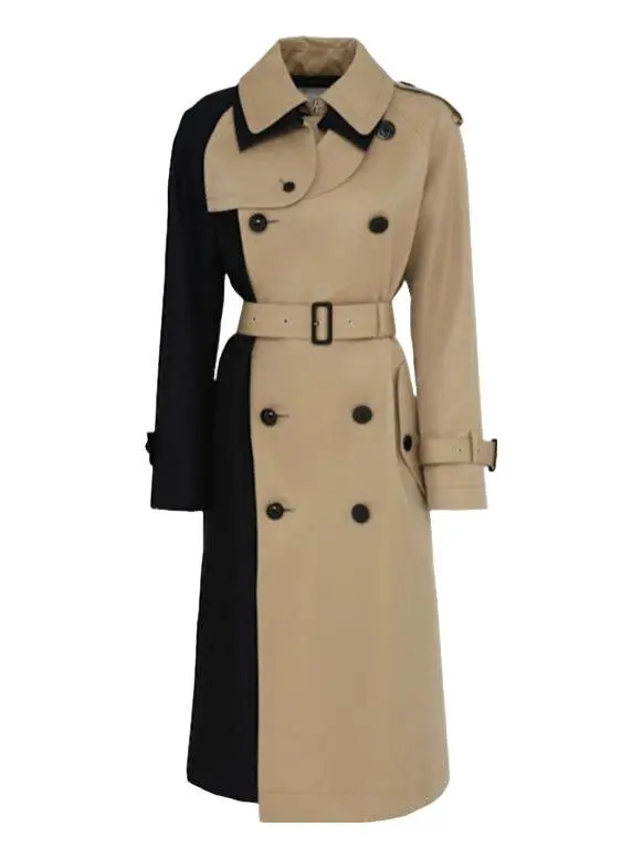 Sacai Cotton Blend Gabardine Long Trench Coat - Nude