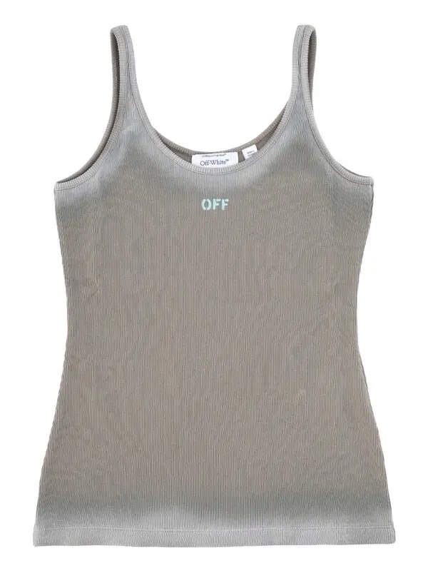 Off-White Logo Ribbed-knit Tank Top - Taupe