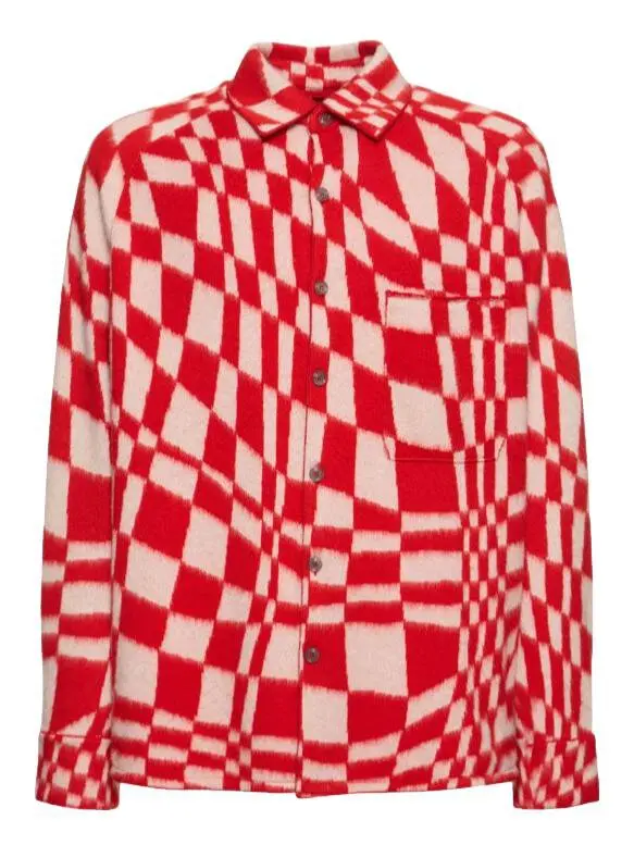 Zegna Brushed Cashmere Silk Shirt - Red