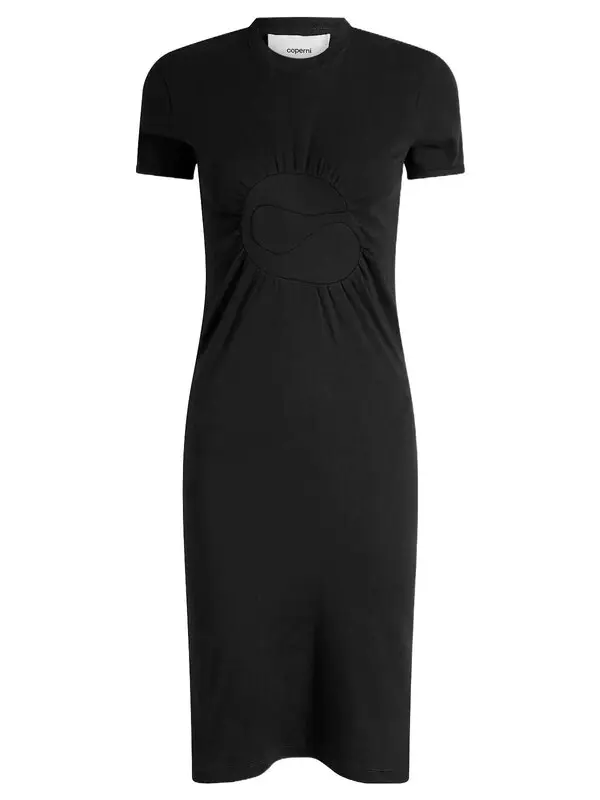 Coperni Crewneck Gathered Mini Dress - Black