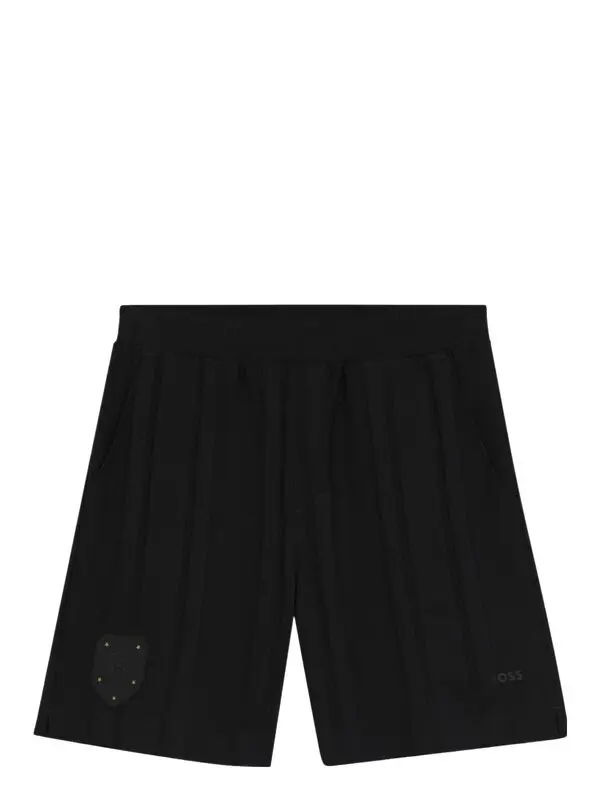 Hugo Boss Pleated Shorts With Logo Appliqu - Black