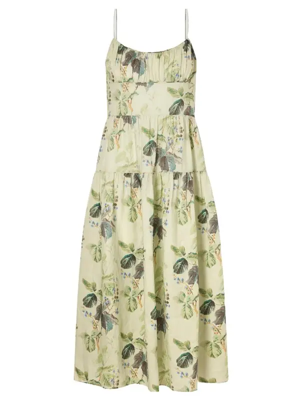 DÔEN Benoit Printed Ramie Maxi Dress - Nude