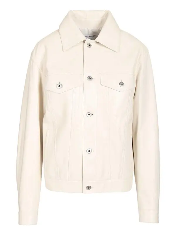 Bottega Veneta Long Sleeved Leather Jacket - White