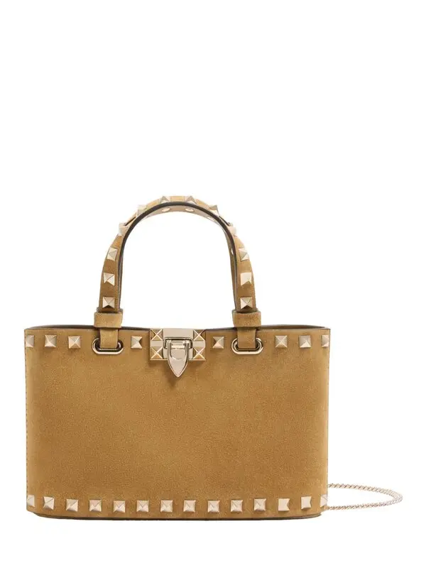 Valentino Garavani Rockstud Mini Suede Shopping Bag - Havana Beige