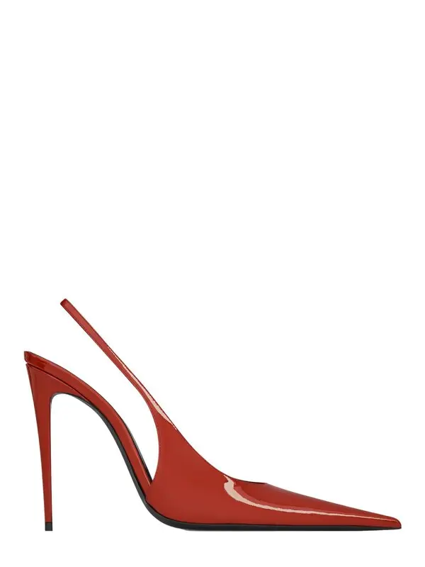 Saint Laurent Guermantes Patent Leather Slingback Pumps - Red