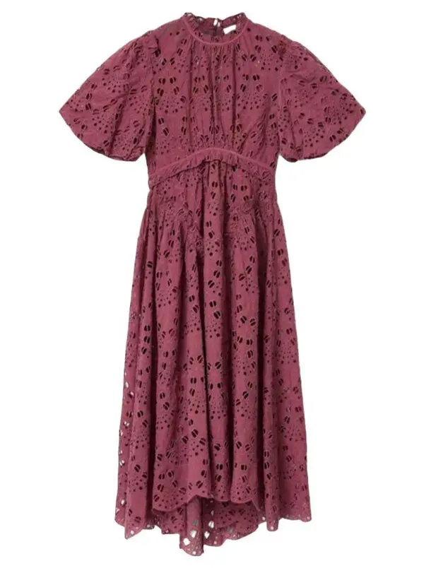 ALLSAINTS Odette Broderie Anglaise Maxi Dress - Raspberry Pink
