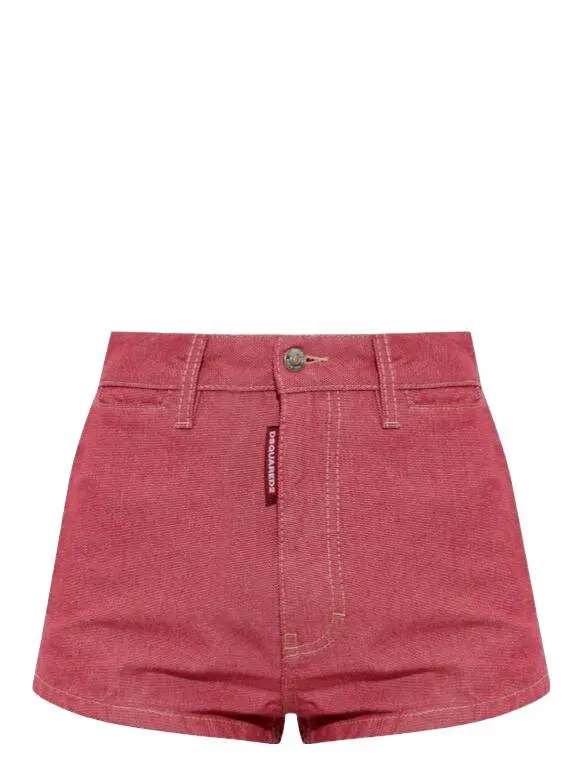 Dsquared2 Oxford Denim High Waist Hot Shorts - Pink